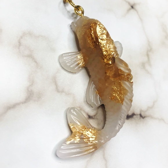 Hand Crafted | Accessories | Gold And White Koi Fish Key Ring | Poshmark